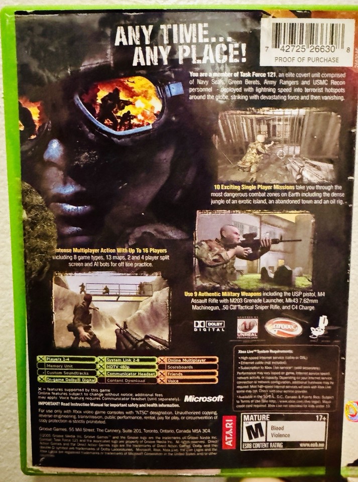Combat Task Force 121 Original Xbox Complete CIB w/ Manual Tested ...