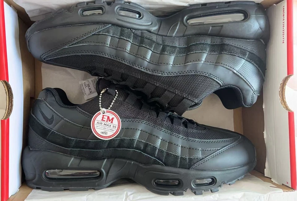Men's size/Nike Air Max‘95 OG Neon Retro Triple black Casual Comfort ...