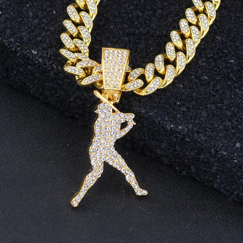 Men's 12MM White Gold Plated Iced CZ Out Cuban Link Chain & Baseball ...