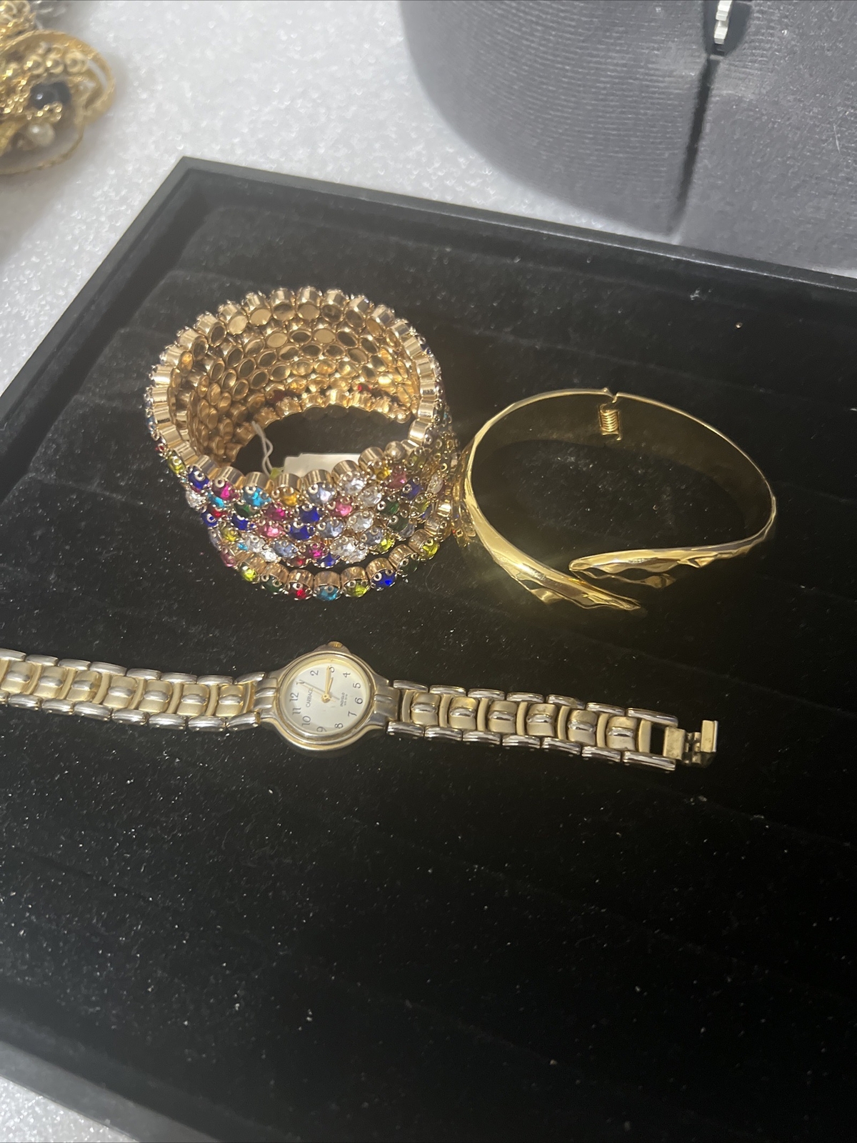 Natasha Bracelet, Carriage Watch And Gold Tone Vintag… - Gem