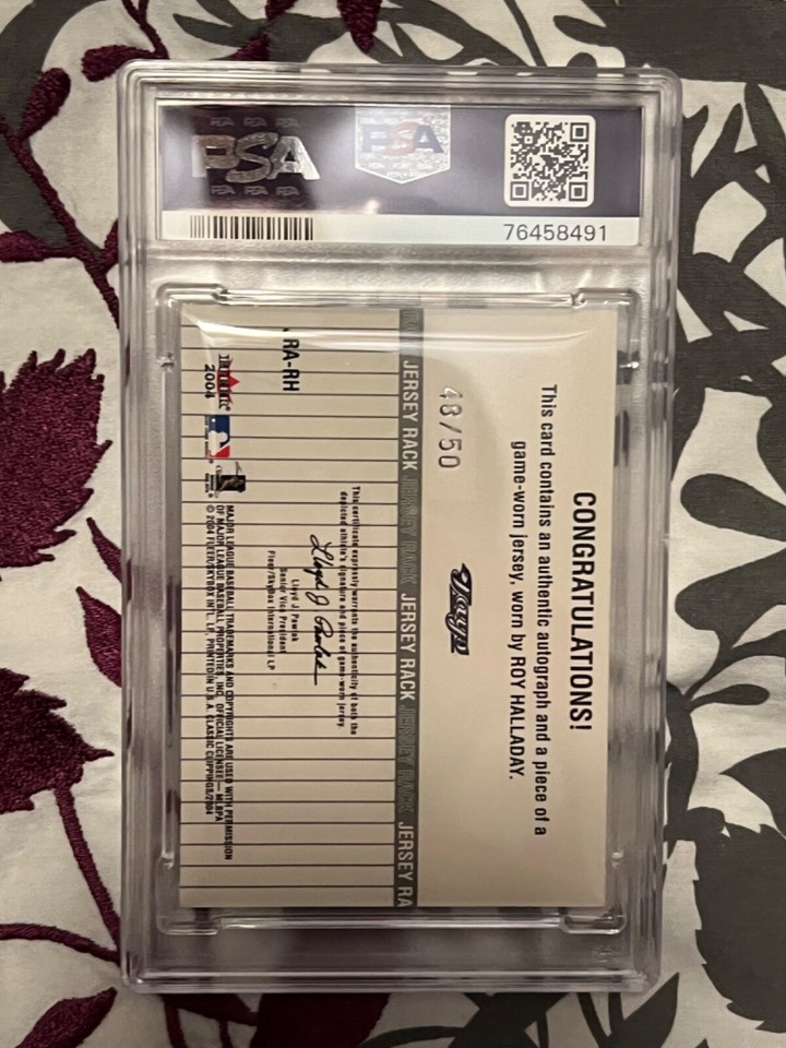 Limited 48/50! 2004 Fleer Roy Halladay auto card with game worn jersey ...