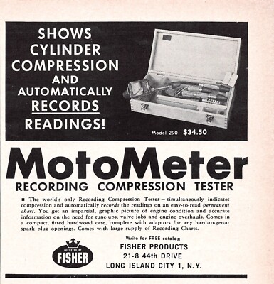 MotoMeter Compression Tester Fisher Prod Long Island City 5.3 x 5.5 Vtg ...
