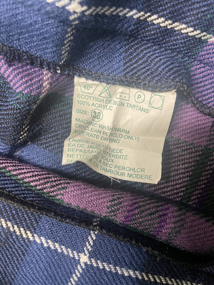 Scottish Design Tartans Green Blue Purple Plaid Kilt Size 38 Adjustable ...
