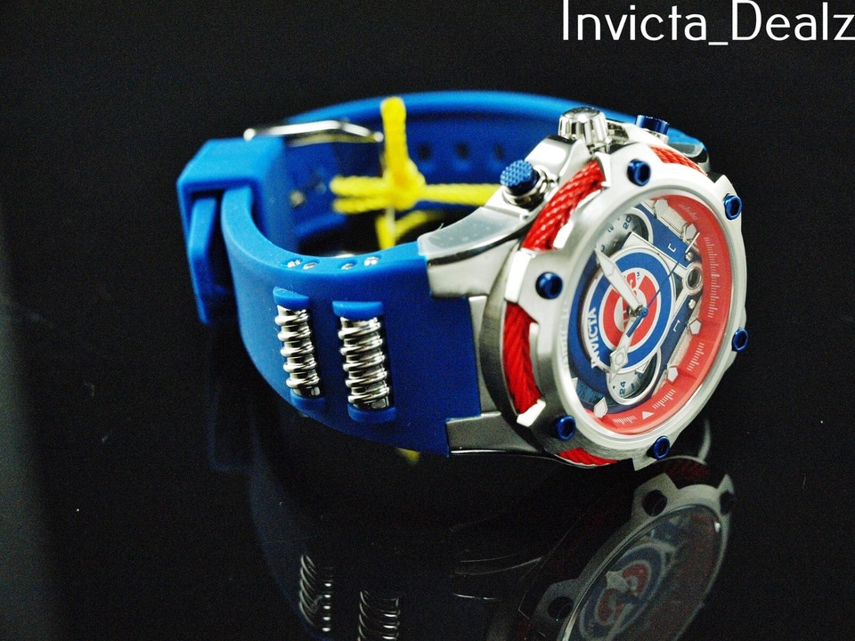 Invicta 40mm MLB Chicago Cubs Bolt GMT Quartz Blue Strap SS Watch | eBay