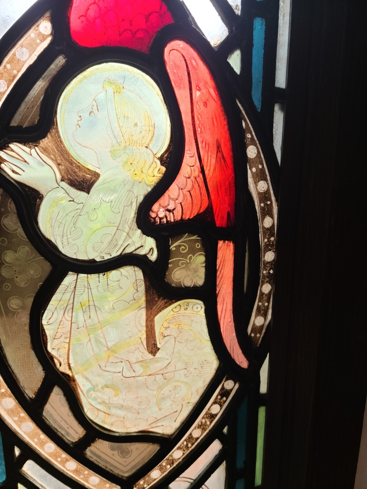 LARGE STAINED GLASS TRIPLE PANE ORIGINAL FRAME 1880's RARE WINDOW | eBay