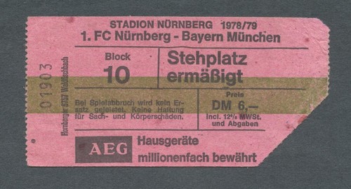 1978/79 --- 1. FC Nürnberg - FC Bayern München --- Bundesliga Ticket ...