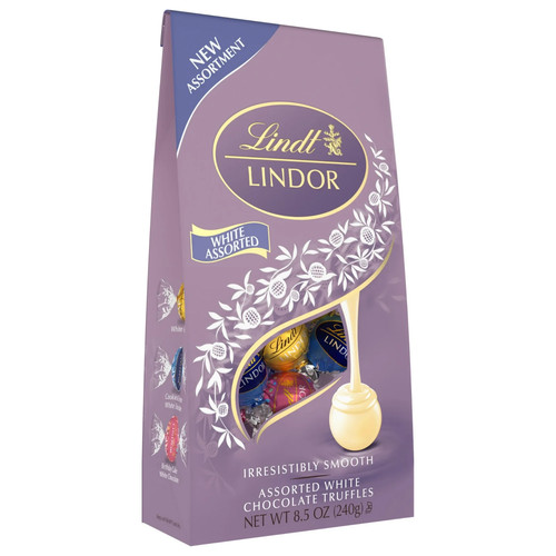 Lindt LINDOR White Chocolate Assorted Chocolate Candy Truffles, 8.5 oz ...