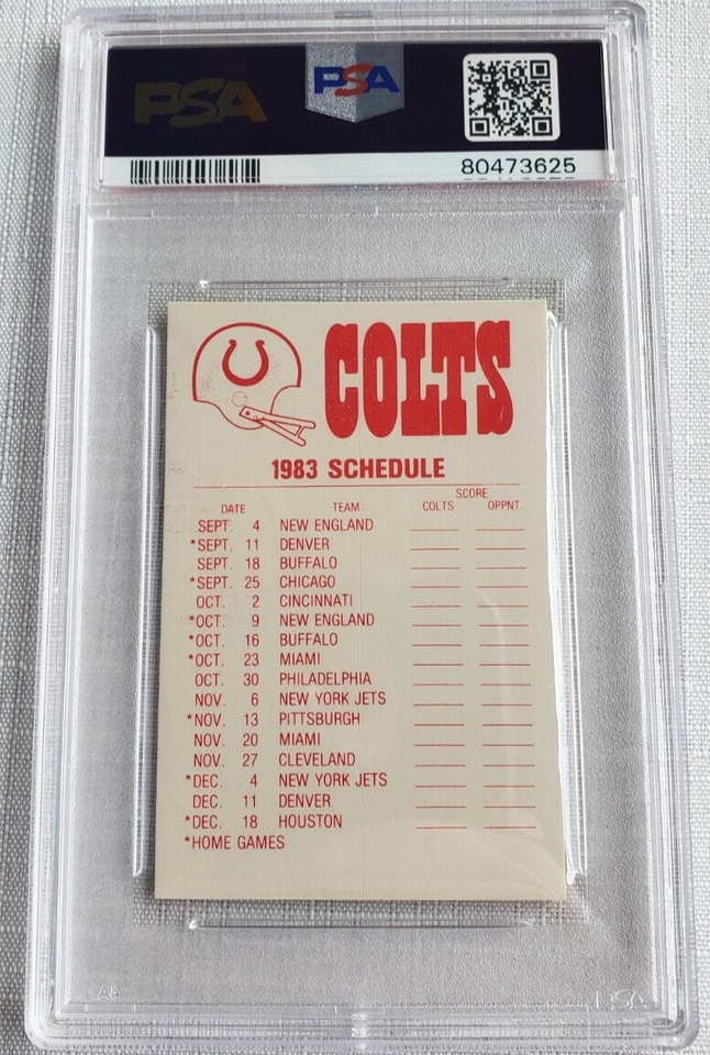 1983 Fleer Team Action Baltimore Colts Stickers Helmet Card PSA 9 Mint ...