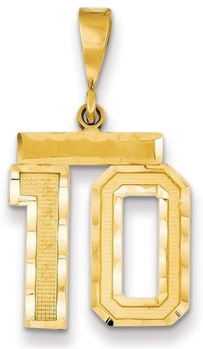 14K Yellow Gold Medium Shiny-Cut Number 10 Charm | eBay