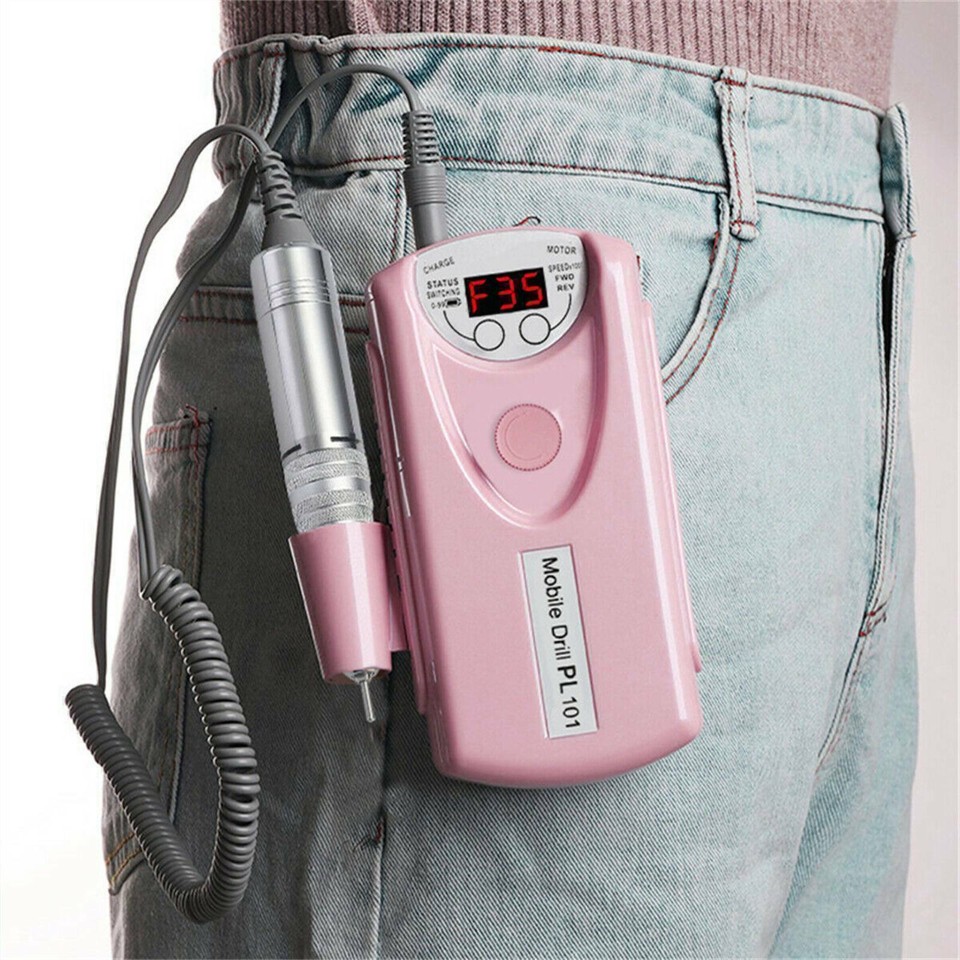 Electric Nail Drill Machine Rechargeable Portable Manicure Pedicure Kit ...