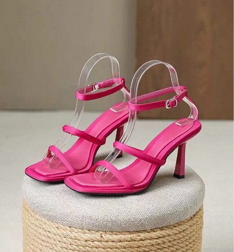 Sandales Femmes 7 CM Rose Poli Confortable Bijou Élégant Cuir ...