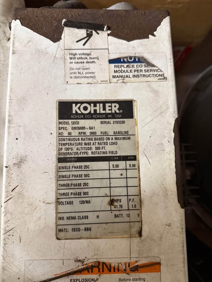 Kohler 5ECD Marine Gasoline Generator 5 kW , Running Take-Out | eBay