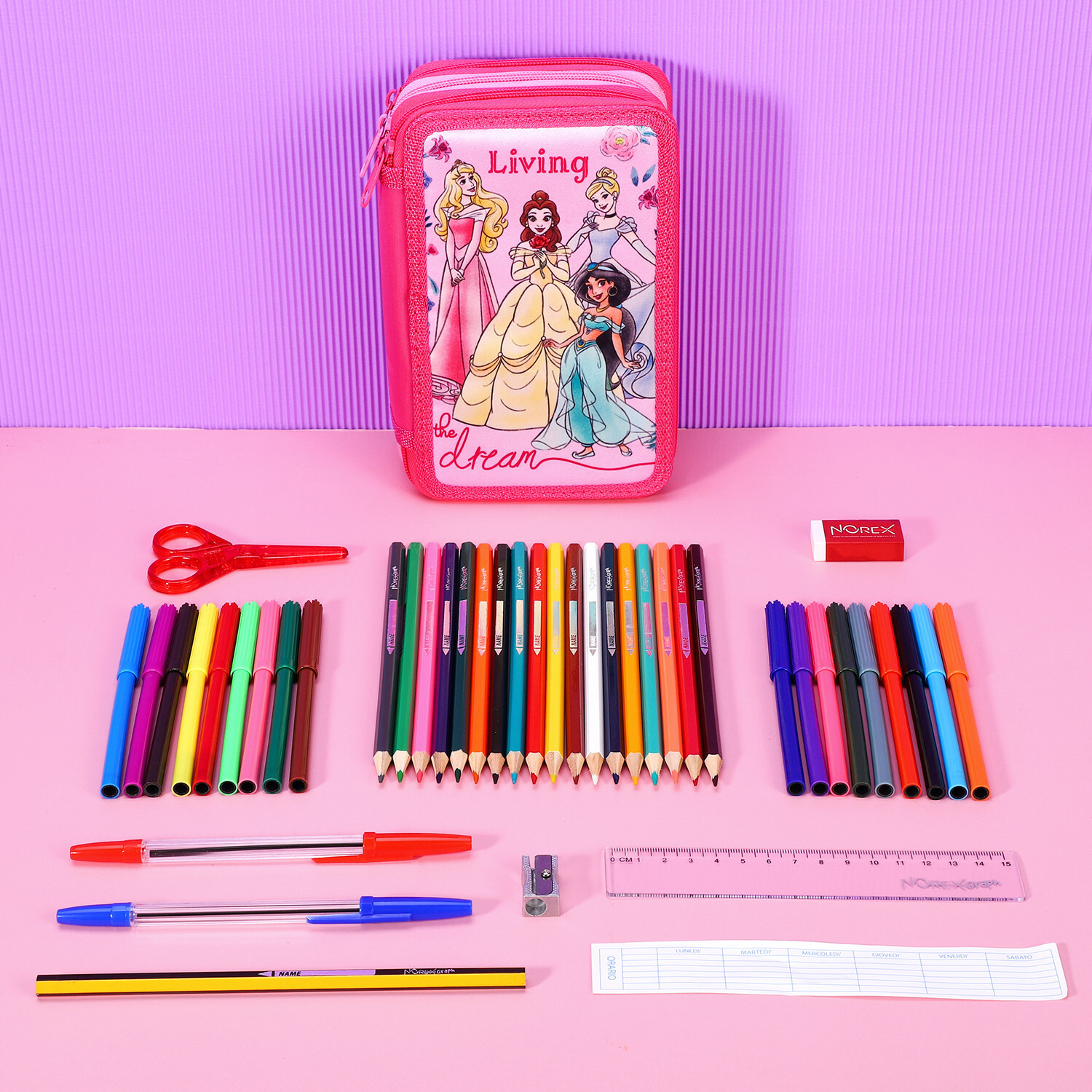 Disney Princess 3 Tier Pencil Case Multi Compartment Colouring Pens ...