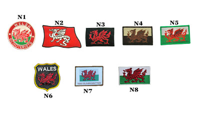 Welsh Wales Dragon Flag Hook & Loop Iron Sew On Mix Patch Badge Bikers ...