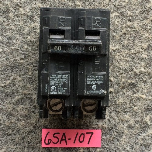 Siemens Q260 60Amp 2 Double Pole 120 240V Circuit Breaker Black | eBay