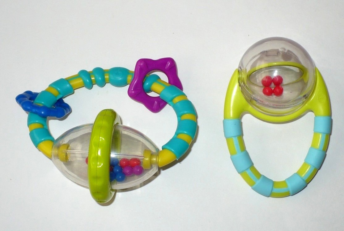 2 BABY RATTLES COLORFUL BEADS VERY NICE | eBay