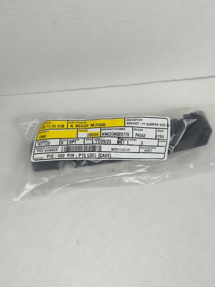 2019-2023 Kia Forte Front Bumper Bracket Retainer Right 86552M7500 *OEM ...