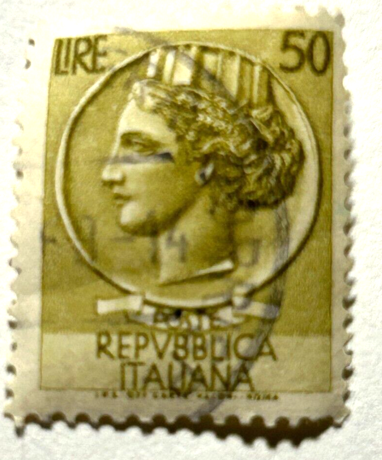 Vintage Italian 50 Lire Postage Stamp 1954 FAST FREE SHIPPING | eBay