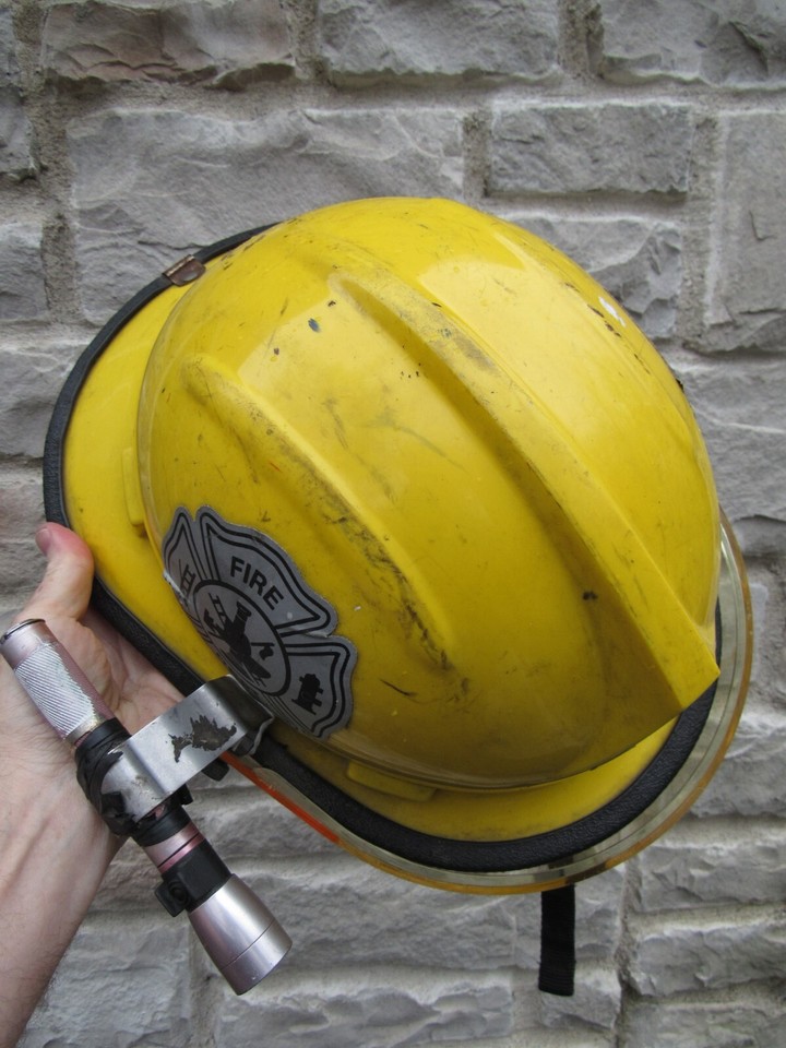 vintage fire fighter helmet shield YELLOW hat BULLARD FH2100 Ohio | eBay