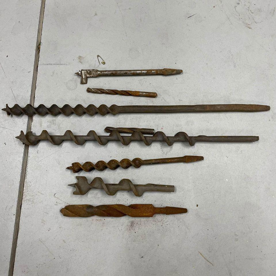 Set Of 8 Large Vintage Drill Bits/ Other Tools Metal Antique | eBay