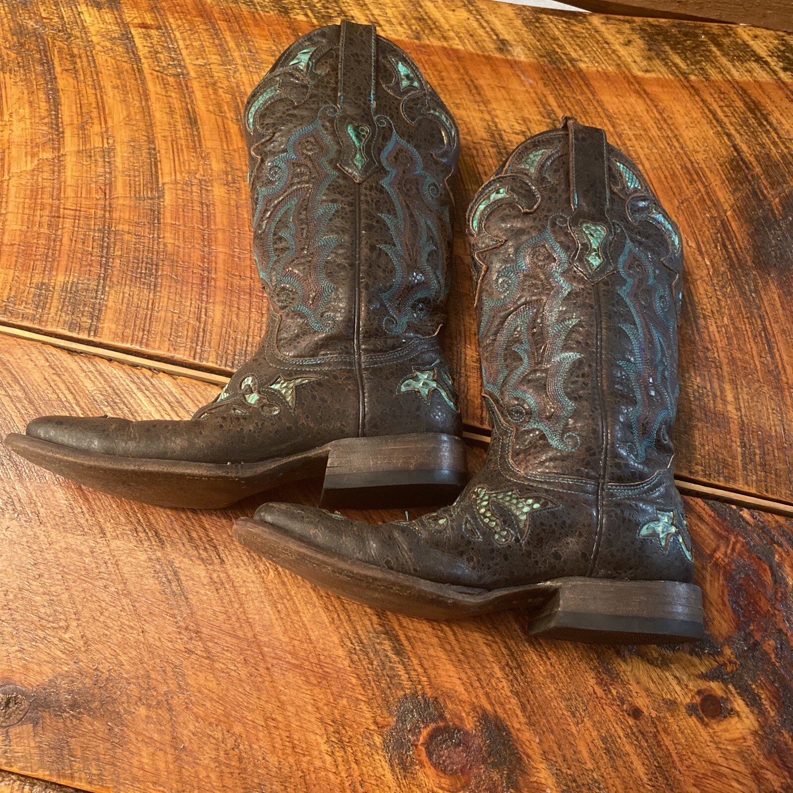 Women’s Stetson’s Boots Python Shade Blue/Turquoise, DK Brown L/Black ...