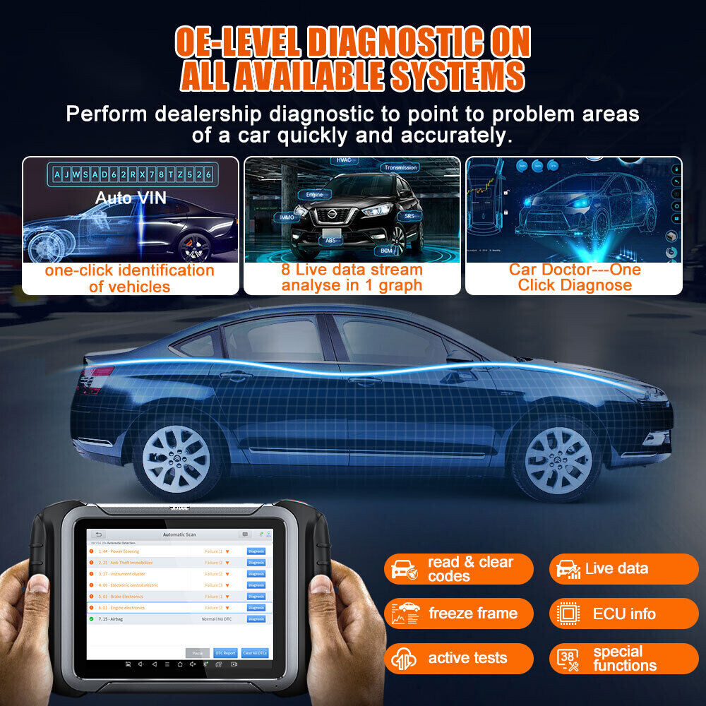 XTOOL D8 All System Diagnostic Scanner Bi-directional Key Coding 38 ...
