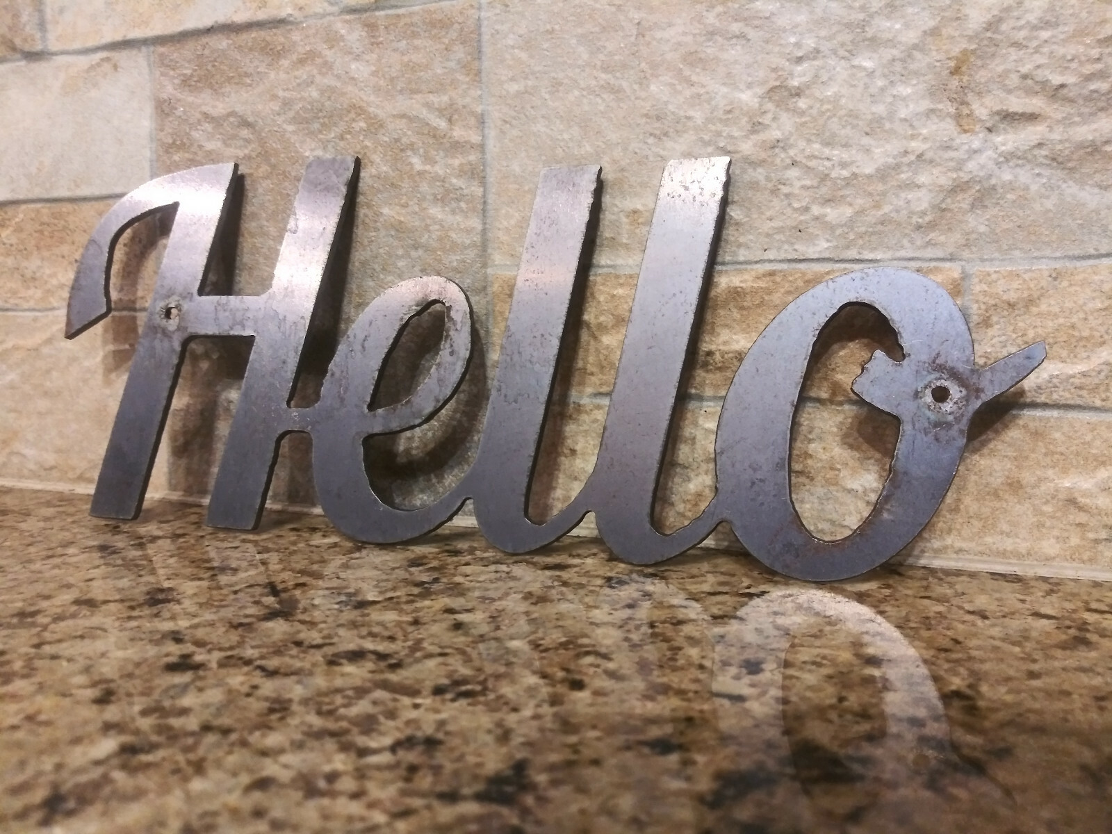 HELLO Metal Wall Art Word Quote Metal Sign Decor, Steel RUSTIC Crafts ...
