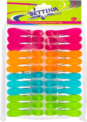 24 pcs Super Grip Extra Strong Plastic Clothes Peg Washing Line Strong ...