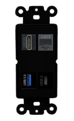 [4 Ports] HD PHONE USB-3 USBC Port Rocker Wall Plate Black | eBay