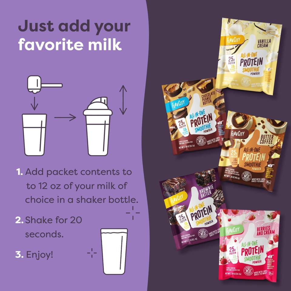 All-in-One Protein Smoothie Powder, Variety Pack (5 Single Serve ...