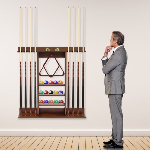 8 Pool Cue Rack, Pool Stick Holder Wall Mounted, Billiard Cue Holder ...