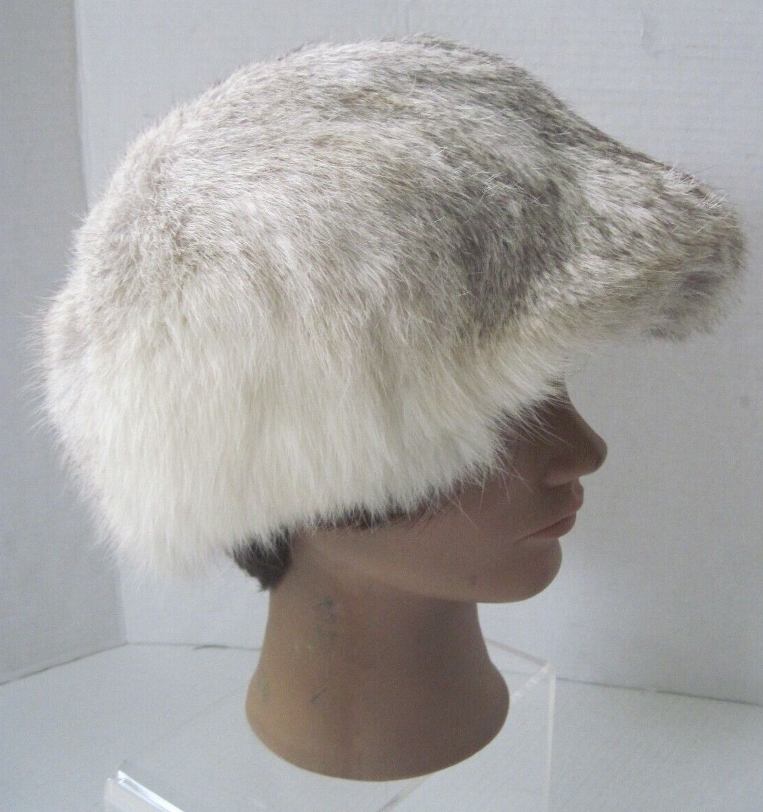 PAPPAS FURS Rabbit Fur HAT Gray Silver Blend White Vi… - Gem