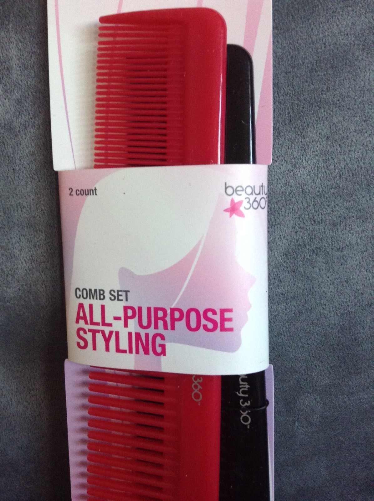 CVS BEAUTY 360 PINK AND BLACK 2 COUNT COMB SET FOR ALL-PURPOSE HAIR ...