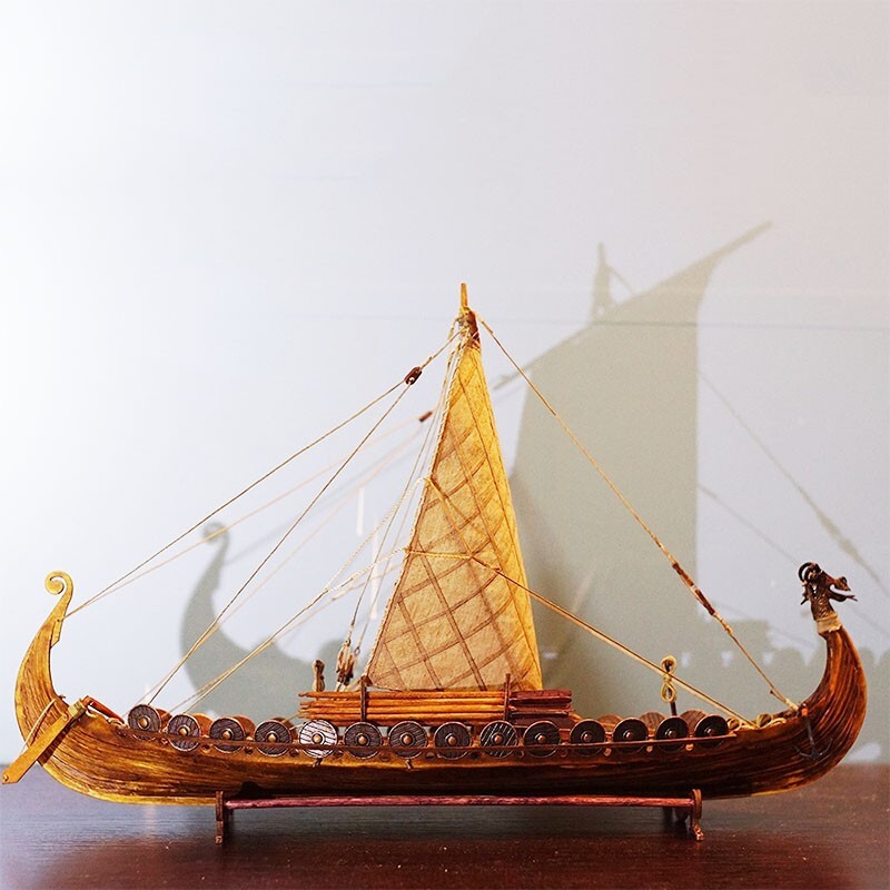 1:50 Viking Ship Wooden Scale Sailing Boat Wood Scale Ship Assembly ...
