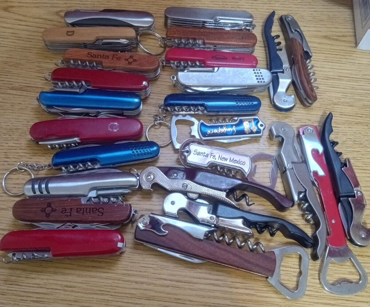 Lot of 25 Generic Army Type Knives, Multi-tool and Wine Bottle Openers ...