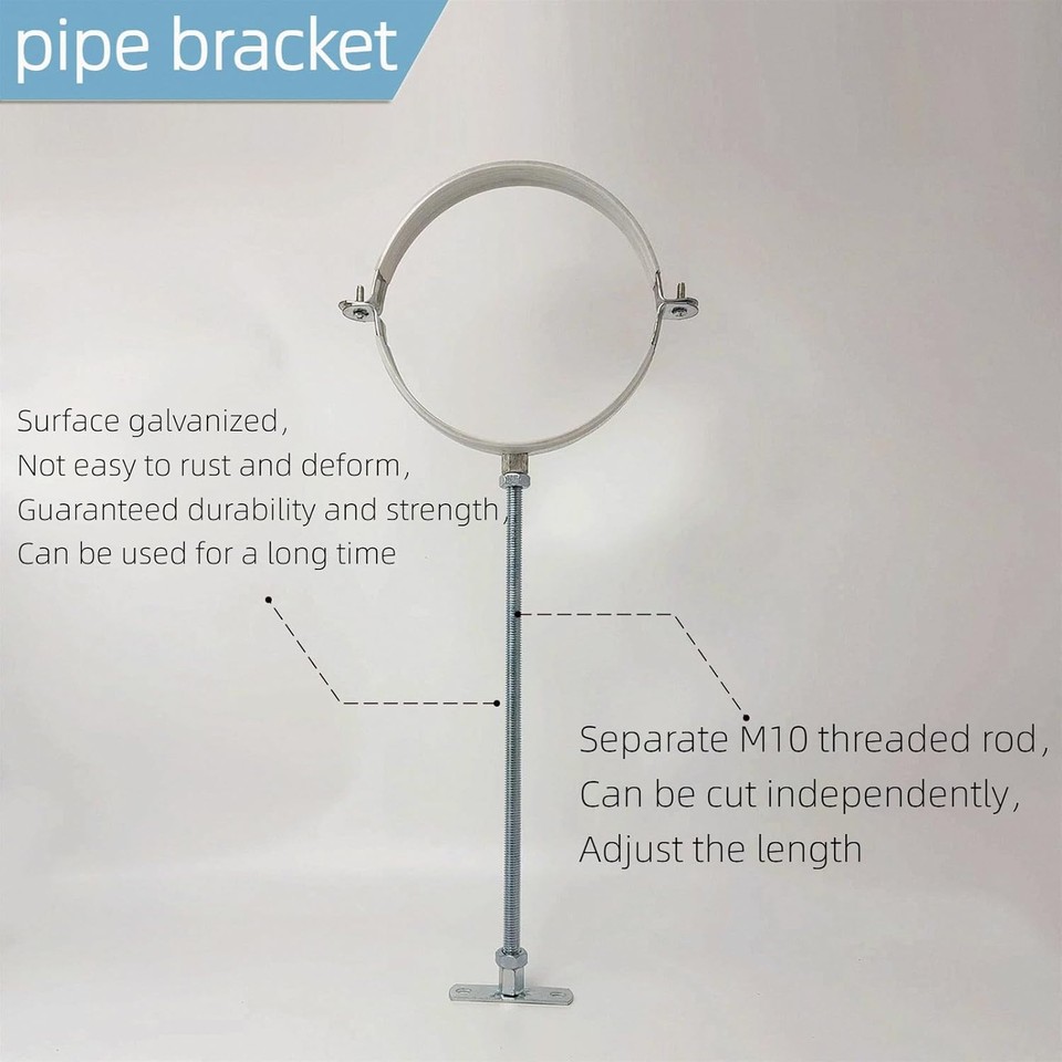 2 Sets 8 Inch Adjustable Pipe Bracket，Heavy Duty Galvanized Iron Stove ...