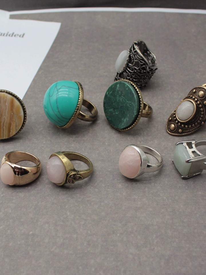 FASHION JEWELRY LOT 12 PCS MIX STYLE COLLECTION RINGS US Sellers Free ...