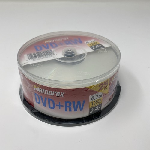 Memorex DVD+RW 4.7GB 2.4x 120 Minutes 25-Pack Spindle New Old Stock ...