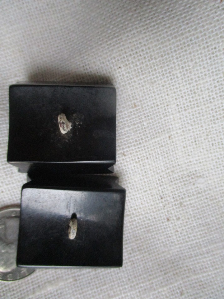 Pair Vtg Chunky Ribbed Black Square Celluloid Shank BUTTONS 1 1/4 ...