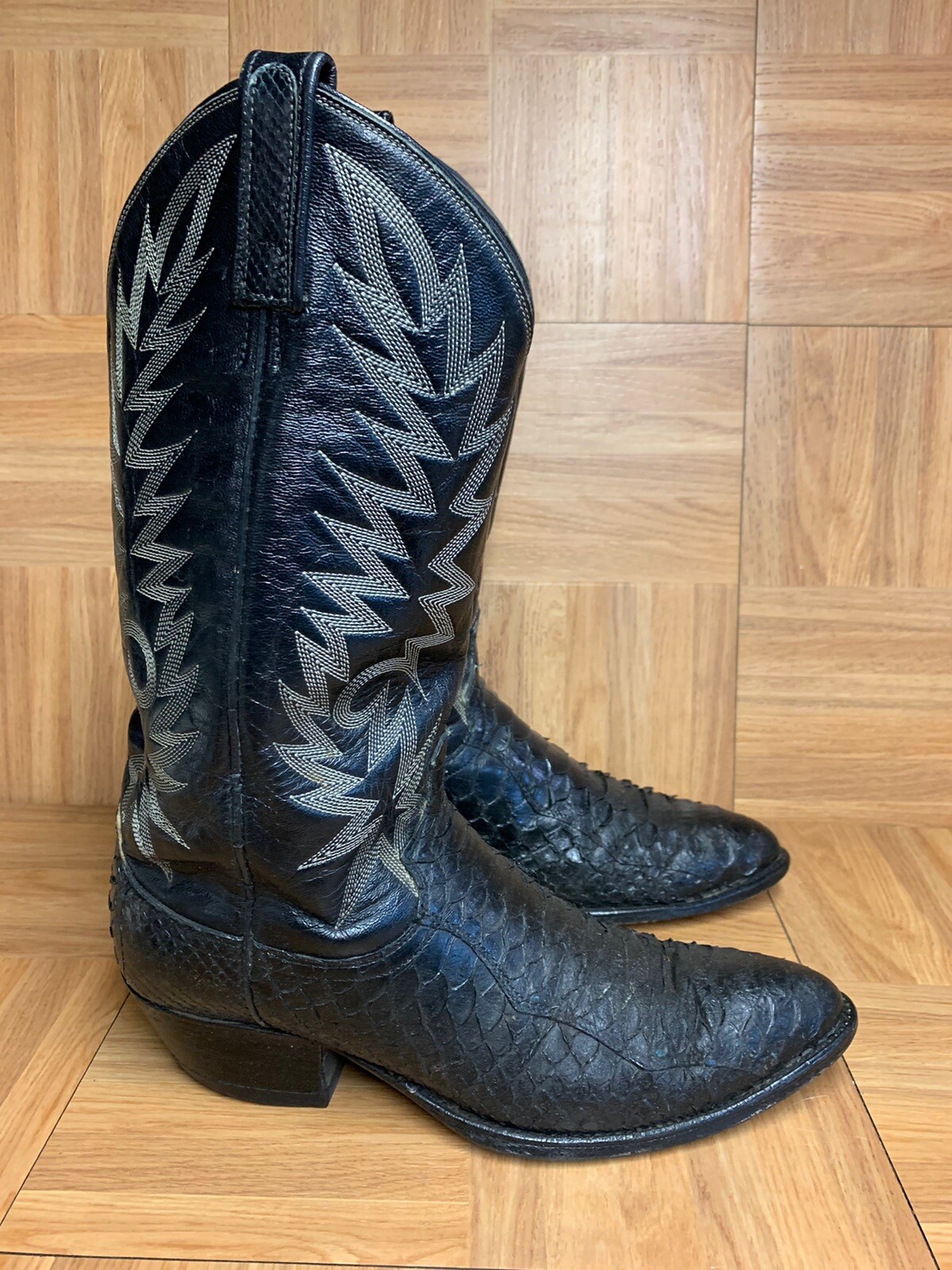 RARE🔥 Dan Post Snake Skin Black Exotic Cowboy Leathe… - Gem