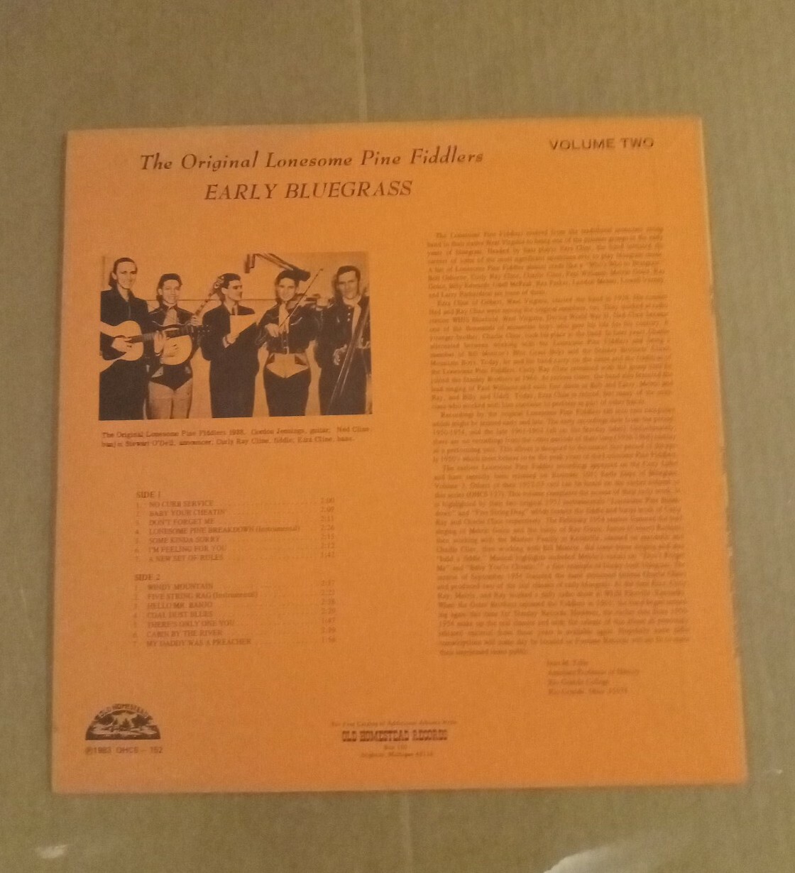 Rare Vinyl The Original Lonesome Pine Fiddlers Volume Two Early ...