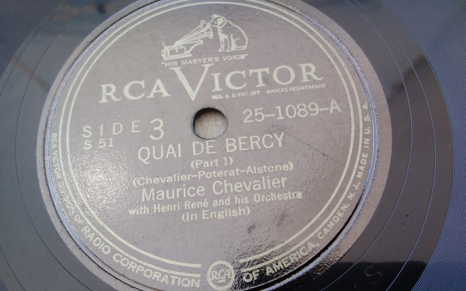 Maurice Chavalier 78rpm Single 10-inch RCA Victor Records #25-1089 Quai ...