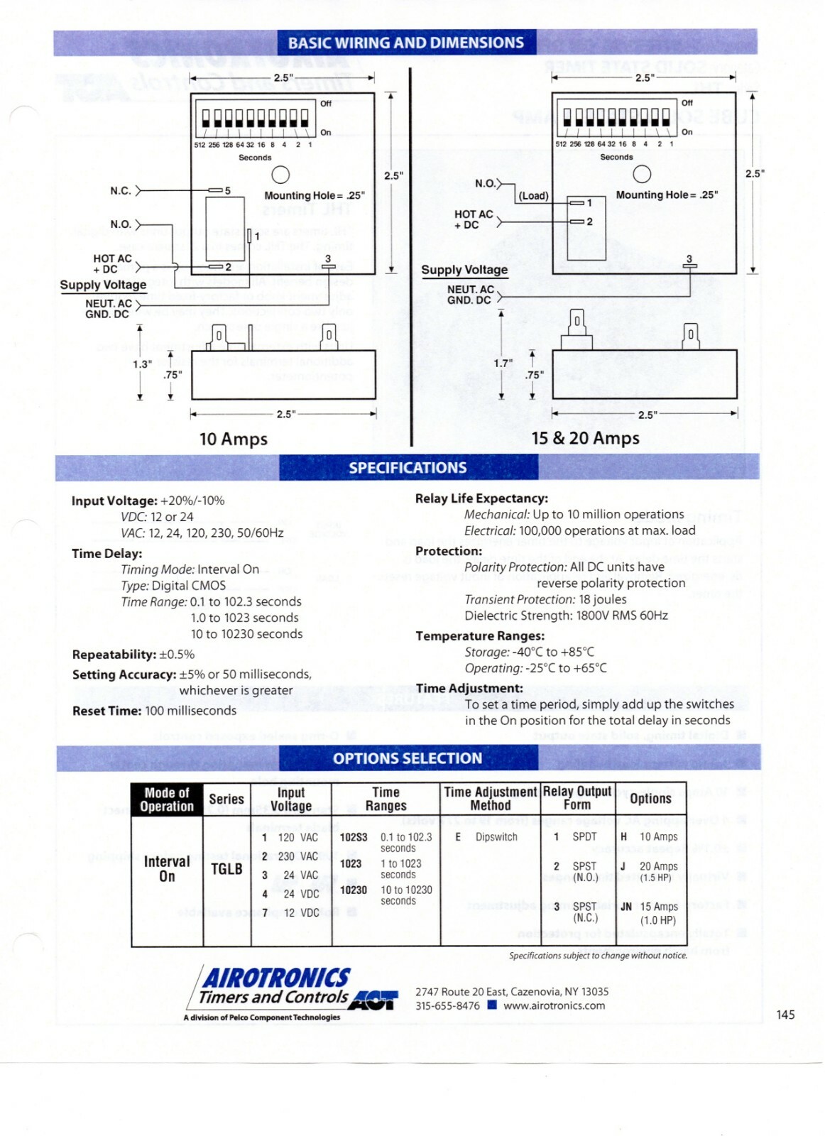Airotronics TGLB11023E1H 1 to 1023 seconds delay Cube/Relay Timer | eBay