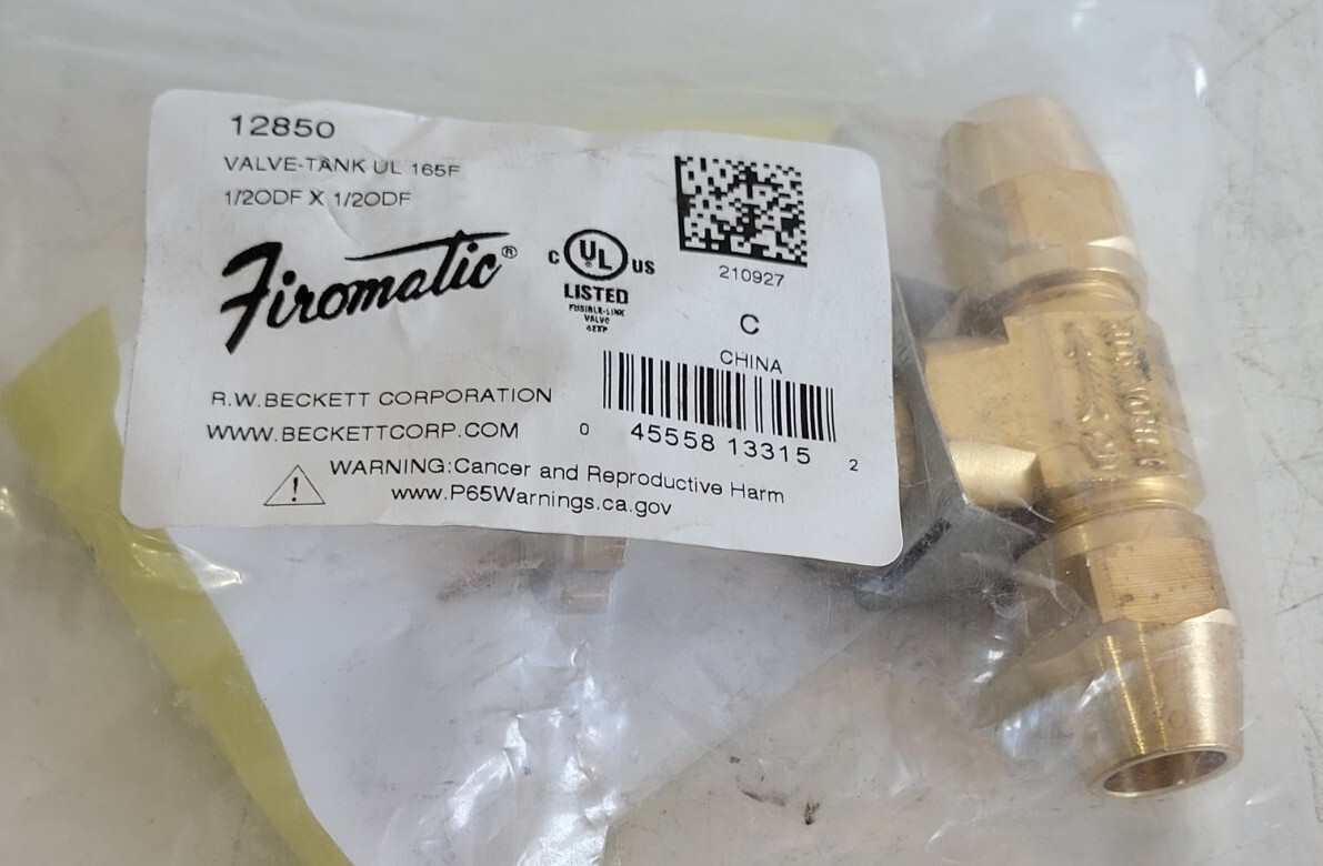 Firomatic Tank Valve 165F 1/2" OD Flare 12850 Beckett | eBay