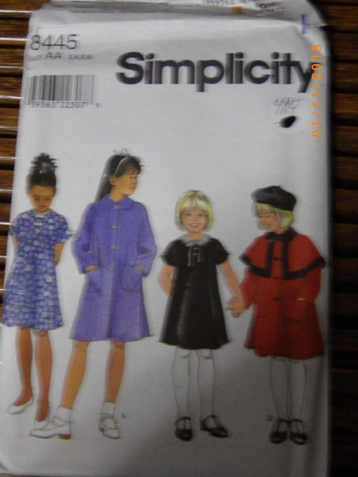 Simplicity 8445 Pattern Girls Coat w Detachable Cape Dress Sz 3-4-5-6 ...