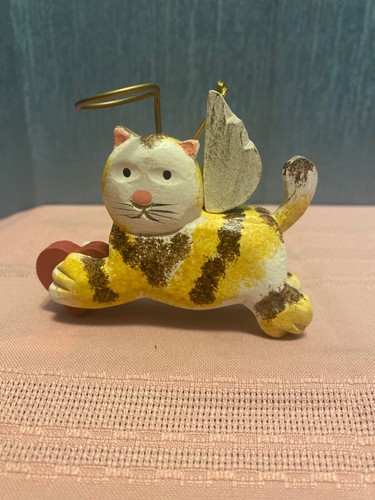 Wooden Cat Angel Ornament Pet Memorial 3” T | eBay