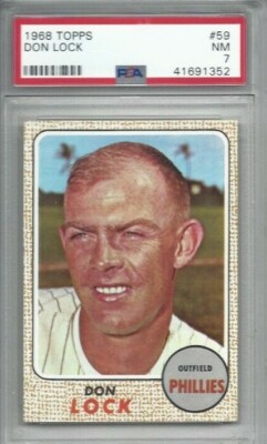 1968 Topps baseball card #59 Don Lock, Philadelphia Phillies graded PSA ...