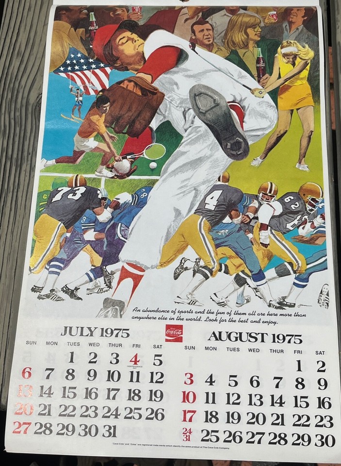 VINTAGE 1974-1975 Coca-Cola Wall Calendar Coke "Look Up America" | eBay