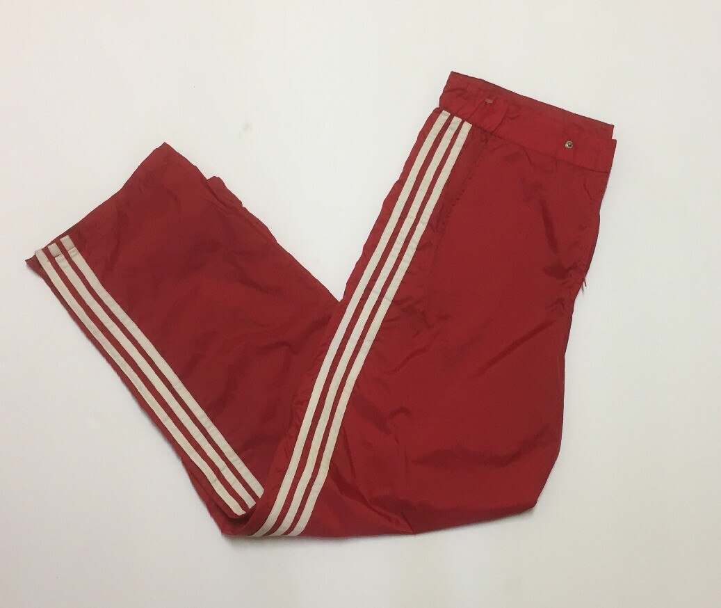 Vintage B-boy Breakdance Adidas Nylon Pants Hip Hop 90 Red Sidezippers ...