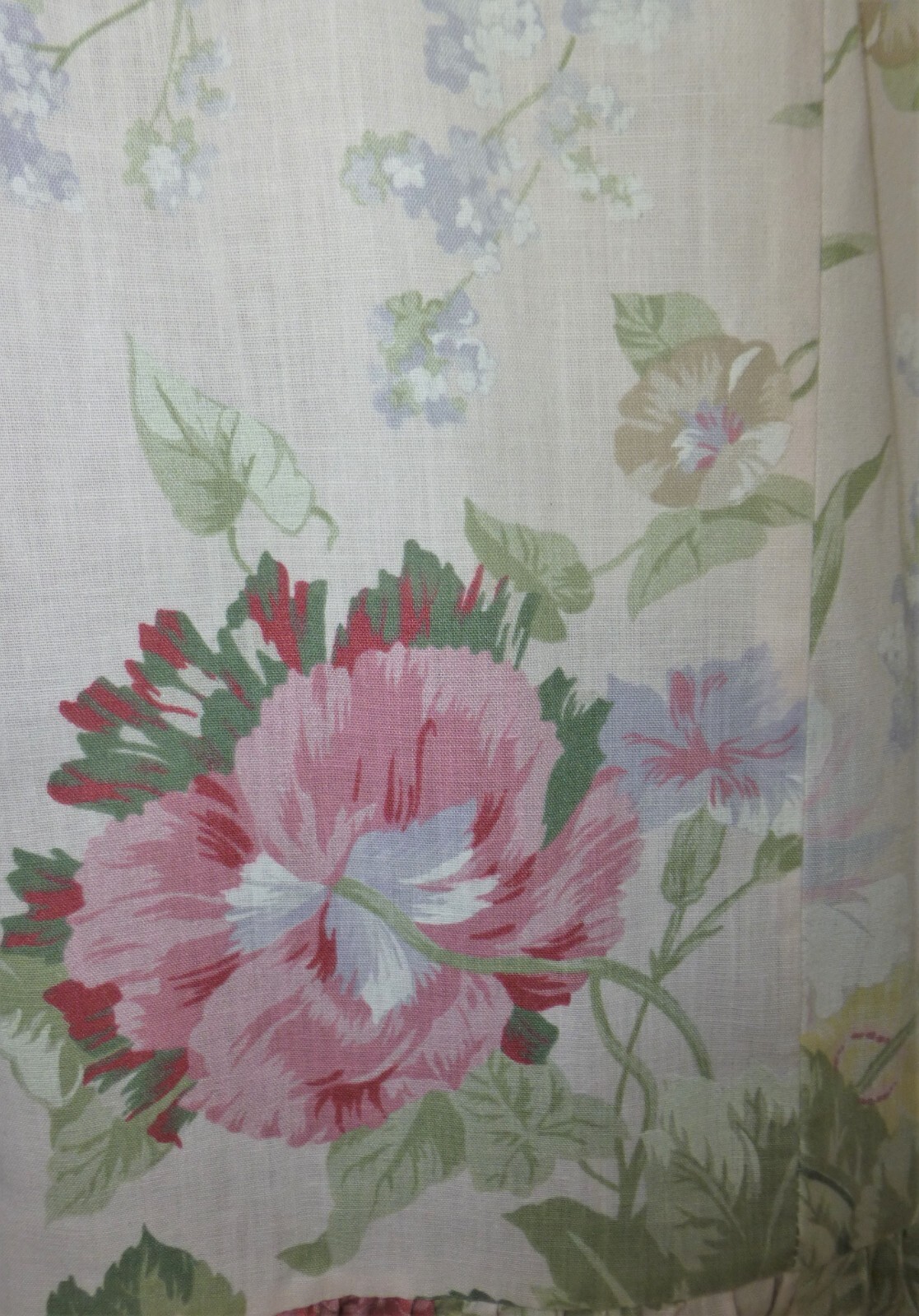 Vtg 80s Garden Floral Print Muslin COTTON Country Drop waist Boho midi ...